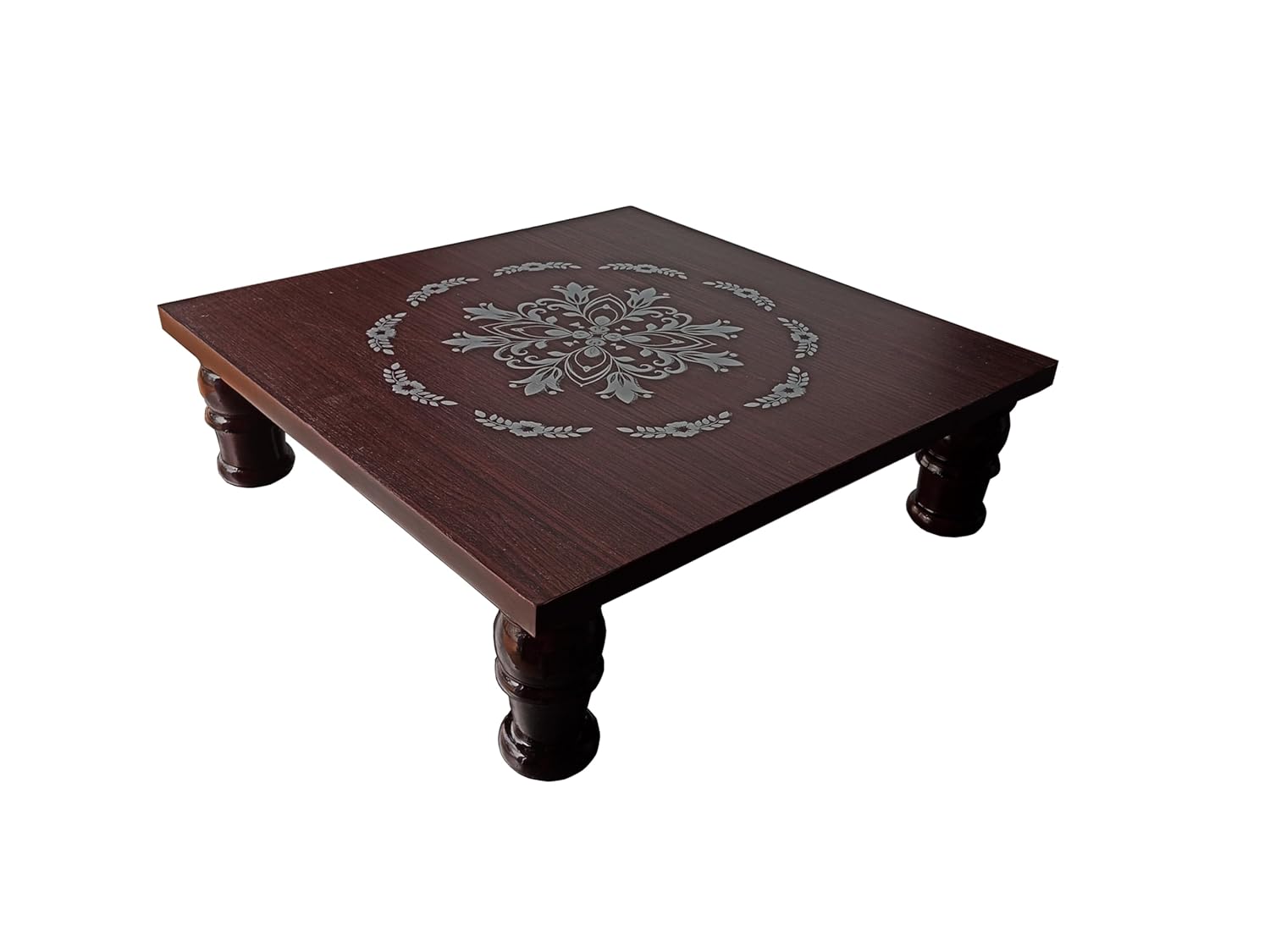 JVJP I Wood 16x16 Inch Square Wooden Pooja Chowki | Manai Palagai for ...