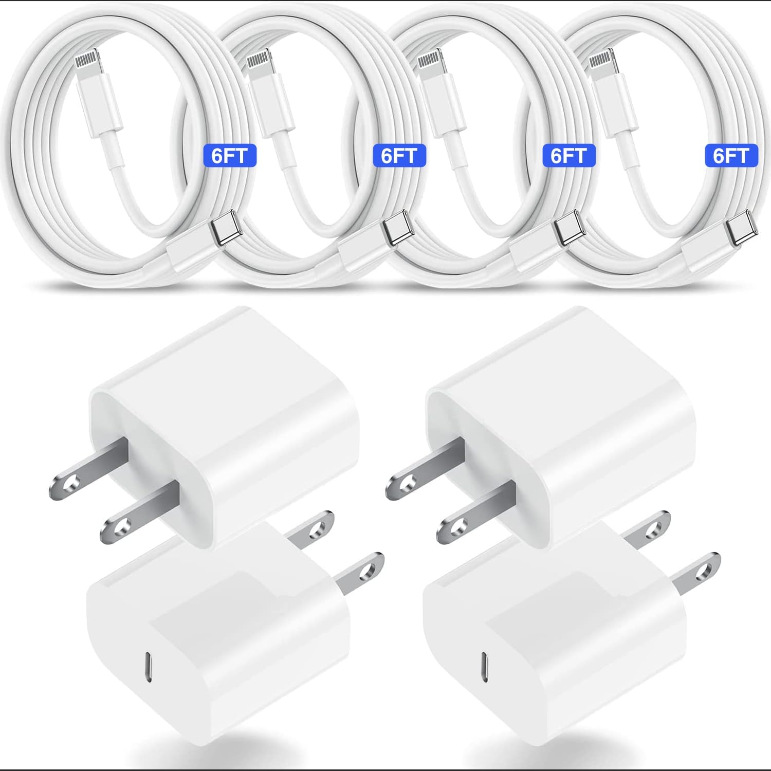 Amazon.com: 4-Pack Charger 20W PD USB C Wall Fast Charger Adapter with ...