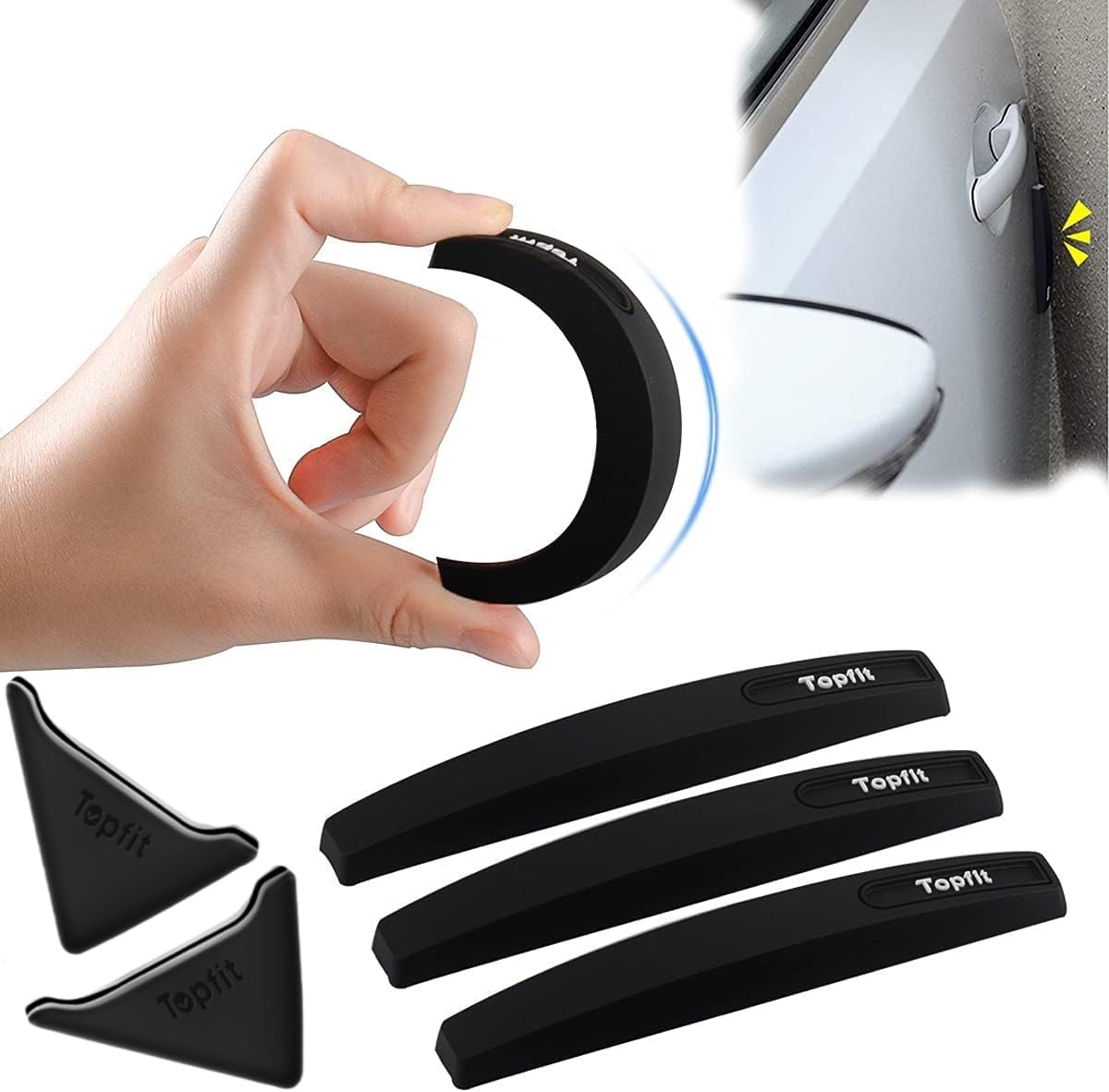 Amazon.com: Hosawtek Car Door Corner Guards 4 Pack + 4 Pack Black ...