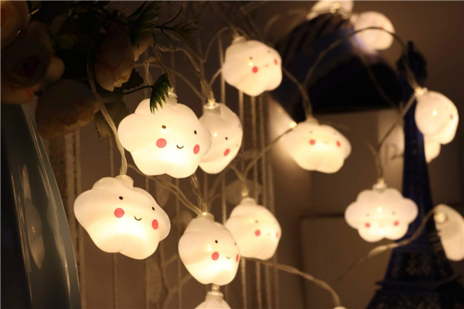 Amazon.com : Bzuoszuol Cloud String Lights 20 LED Battery Operated Warm ...
