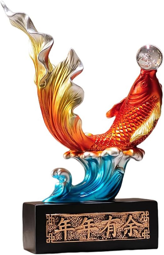 Amazon.com: WXMYOZR Chinese Feng Shui Fish Statue, 14 Inch/35cm Resin ...