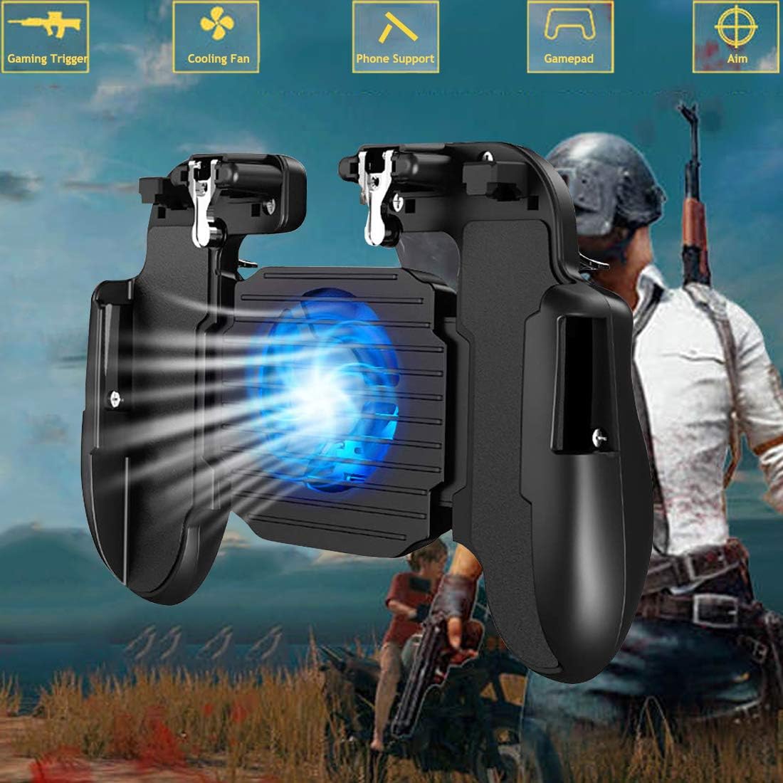 Amazon.com: 4 Trigger Mobile Game Controller with Cooling Fan for PUBG ...