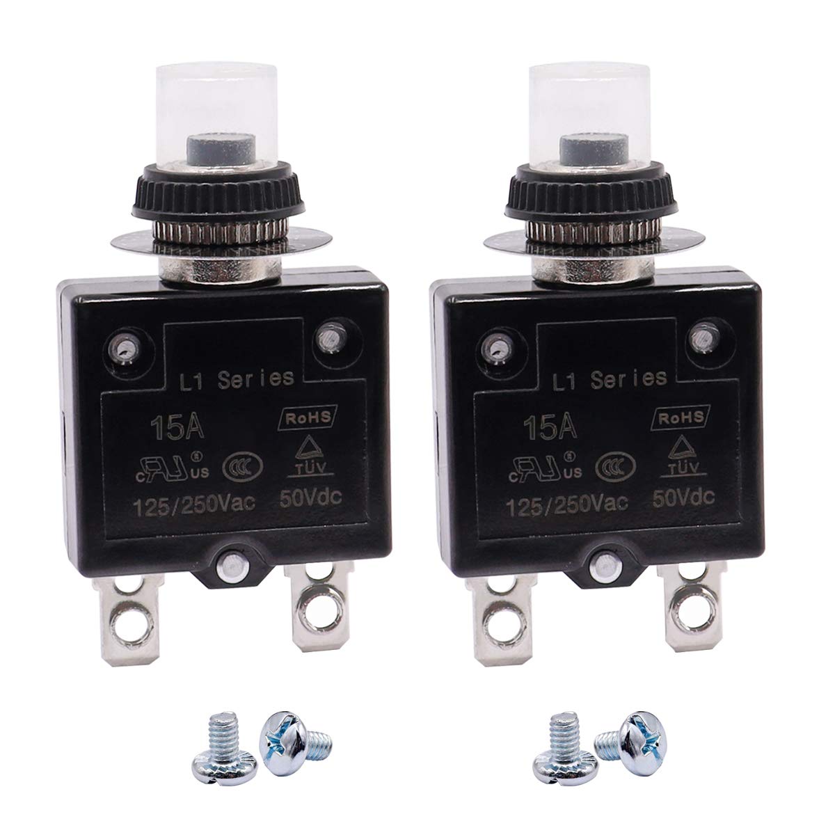 Snapklik.com : Mxuteuk 2Pcs 15Amp Circuit Breakers Push Button Manual ...
