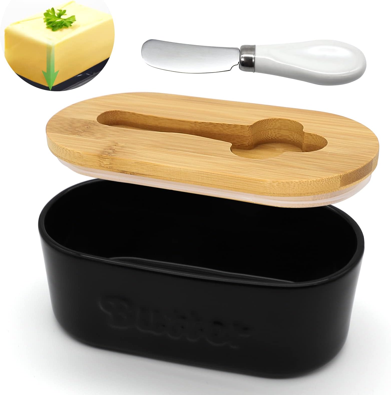 Amazon.com | MBR FORCE Large Butter Dish with Lid Ceramics Butter ...