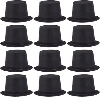 Amazon.com: BENECREAT 50 Pcs 2.55Inch Mini Black Top Hats, Plastic ...