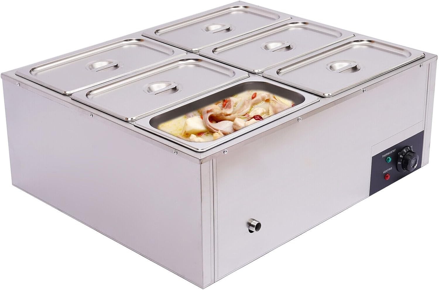 Amazon.com: LIYUANJUN 6-Pan 1.84Gal Commercial Food Warmer, 850W 110V ...