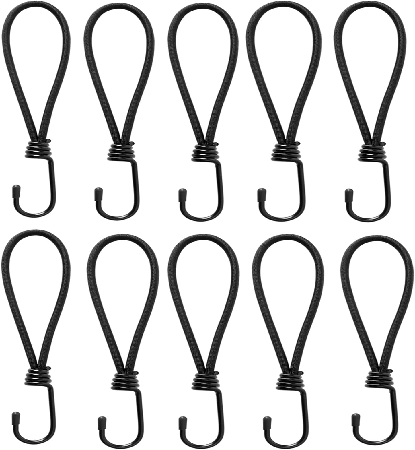JCBIZ 12PCS Black Plastic Elastic Cord Hook Elastic Rope Hook Black ...