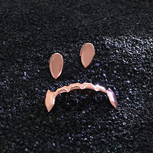 Snapklik.com : Rose Gold Vampire Dracula Teeth Grillz 2pc Single Fangs ...