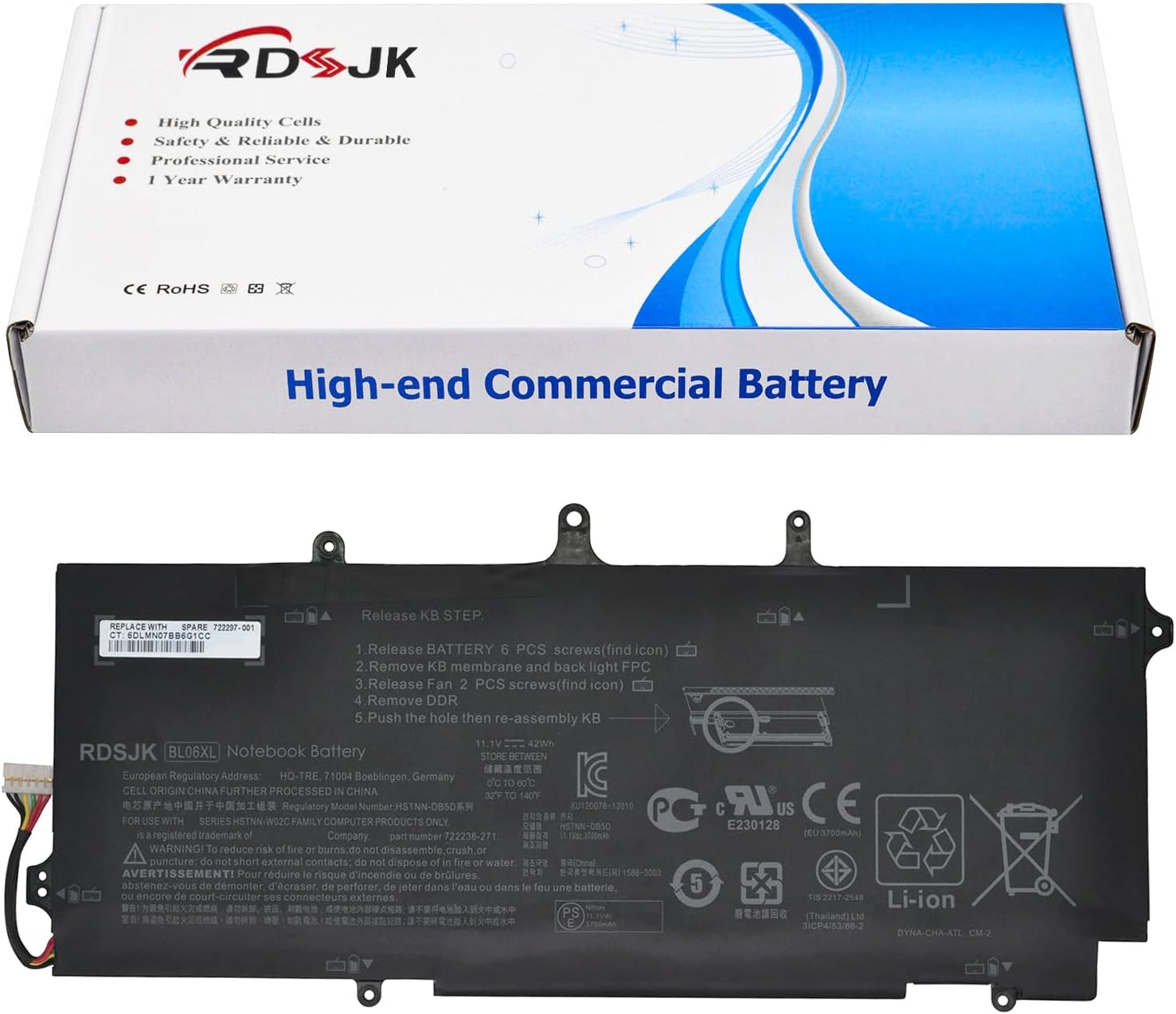 Amazon.com: RDSJ BL06XL Laptop Battery for HP EliteBook Folio 1040 G0 ...