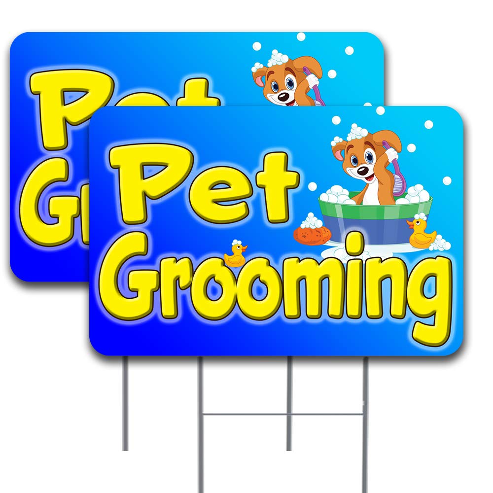 Amazon.com: 2 Pack Pet Grooming Yard Sign 16" x 24" - Double-Sided ...