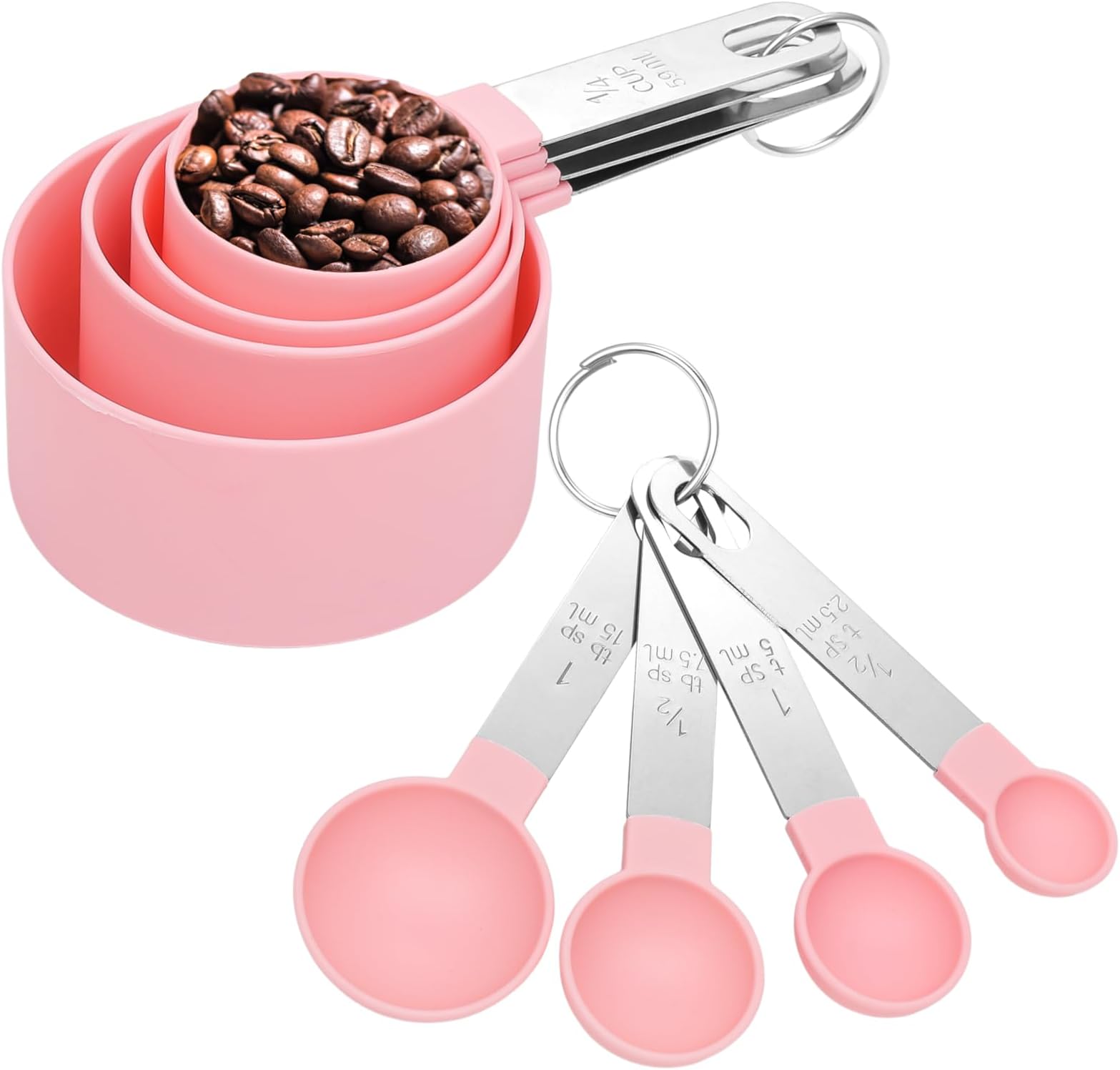 Amazon.com: Measuring Cups and Spoons Set of 8 Nestable Plastic ...