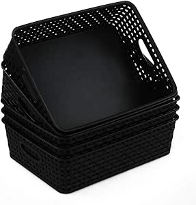 Qqbine A4 Plastic Storage Basket Trays, Black, 5 Packs : Amazon.ca: Home