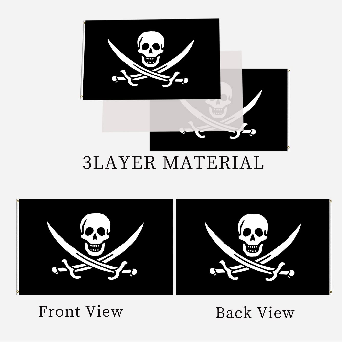 Snapklik.com : Jolly Roger Flag 3x5 Double Sided Outdoor Jack Rackham ...