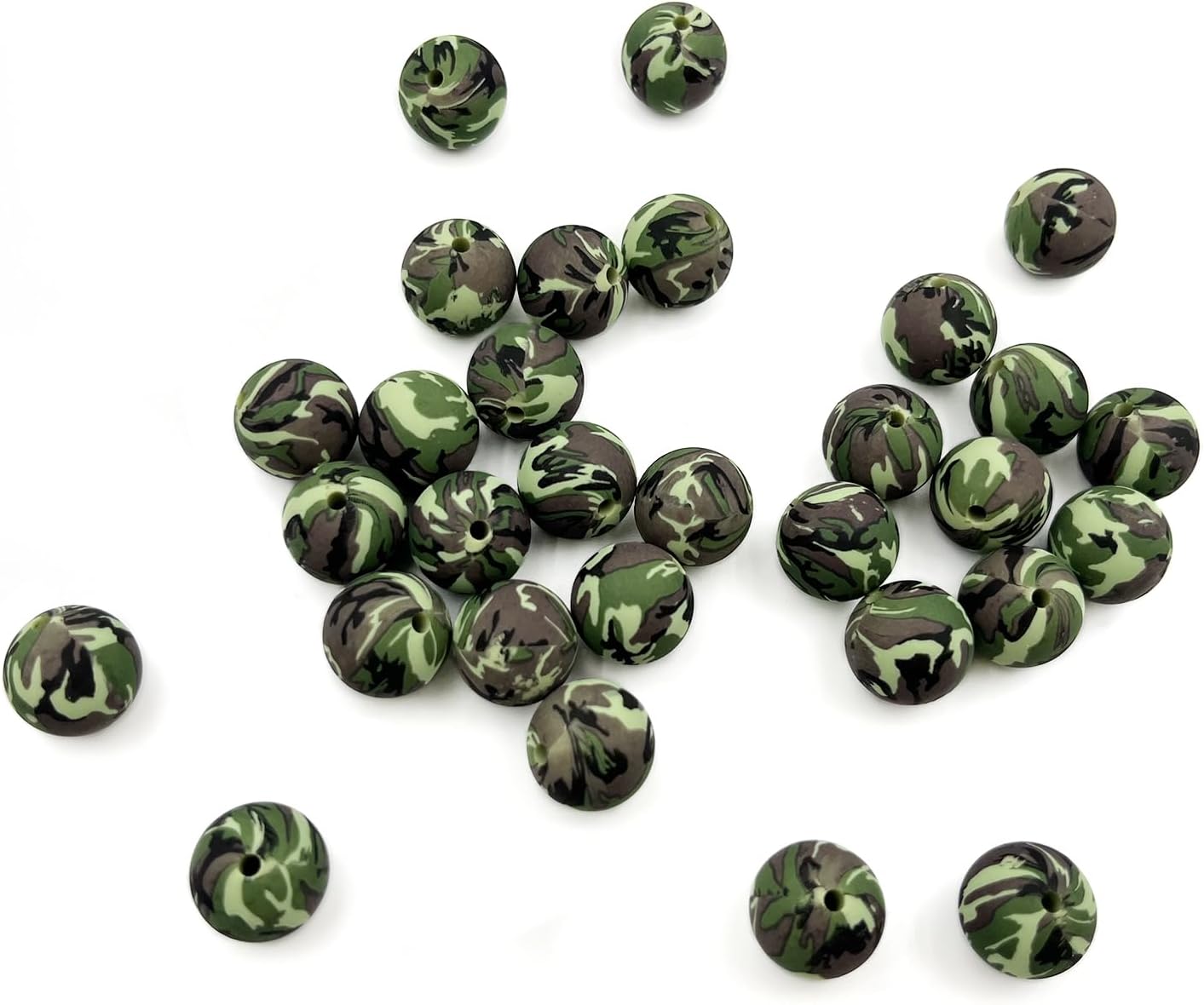 Amazon.com: 30pcs Silicone Camouflage Printed Beads - 15mm Colorful ...
