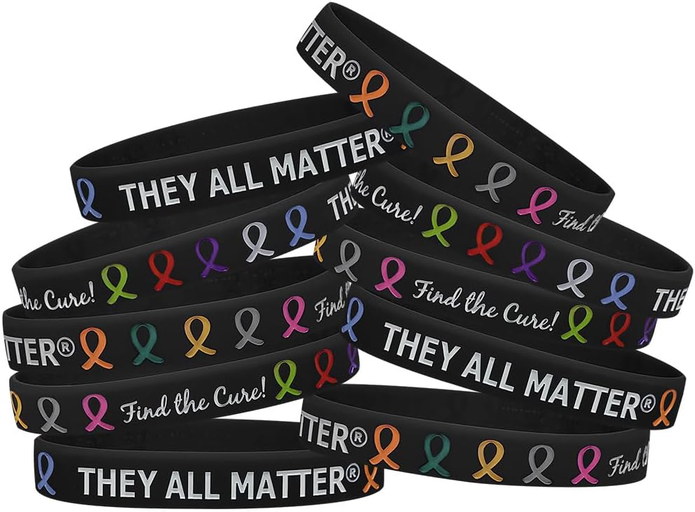 Amazon.com : They All Matter Find The Cure Silicone Wristband Bracelets ...