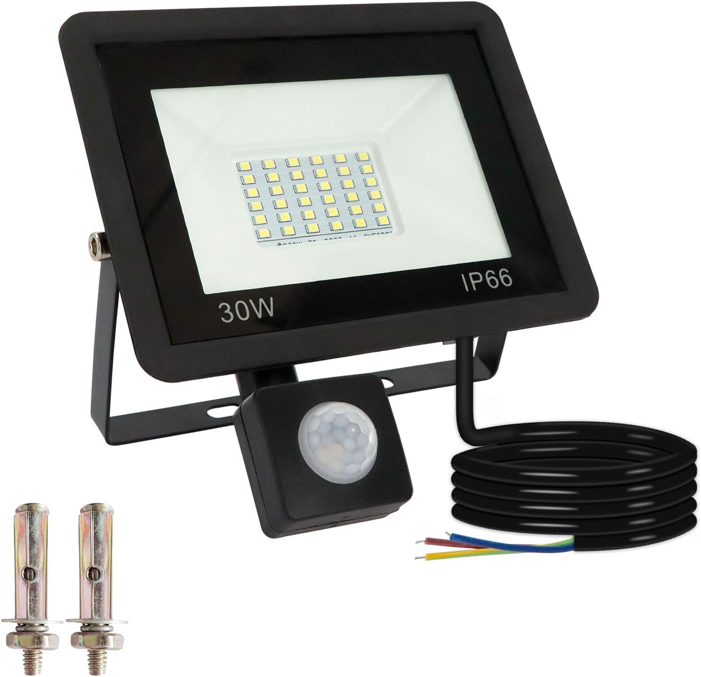 30W Security Lights Outdoor Motion Sensor, 3000LM LED Flood Lights with ...