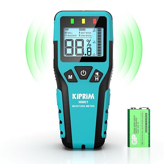 Kiprim Pinless Damp Meter Moisture Meter for Wood, Walls, Masonry ...