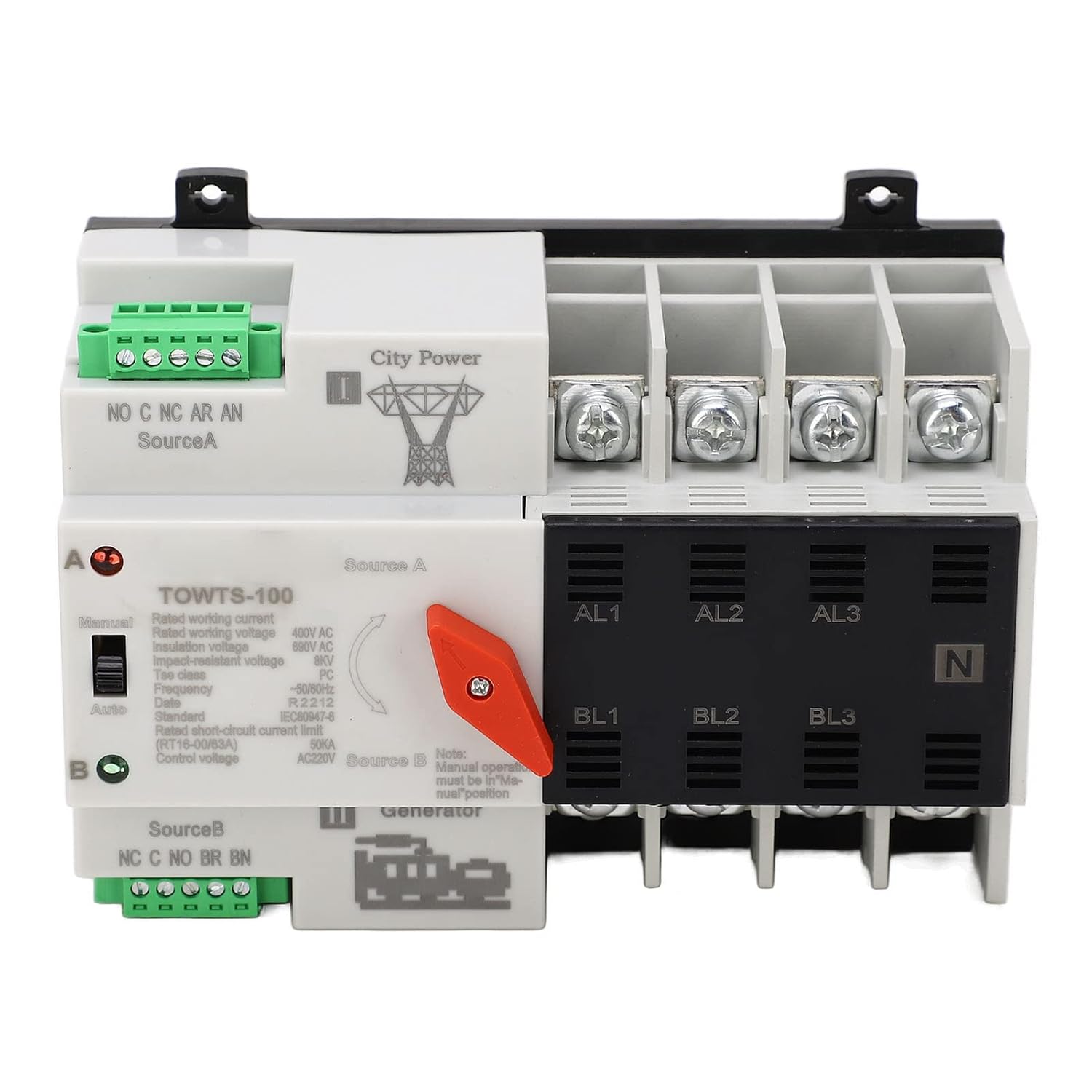 Dual Power Automatic Transfer Switch 400VAC Easy Installation 4P ...