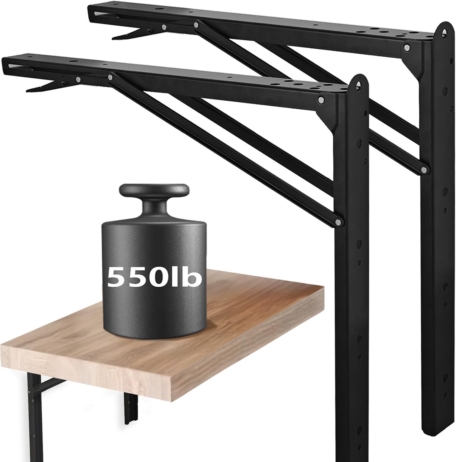 Amazon.com: AUTOHJ Folding Shelf Brackets Heavy Duty, 24inch ...