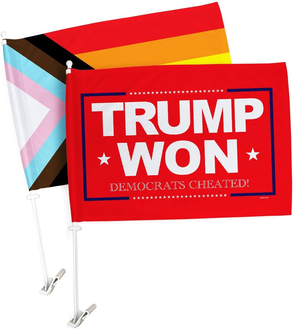 Amazon.com : Trump Flag Trump Won Trust Car Flags Pack with Progress ...