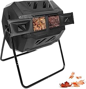 Garden Composter, Outdoor Dual Chamber 360° Rotating Composter, 160 l ...