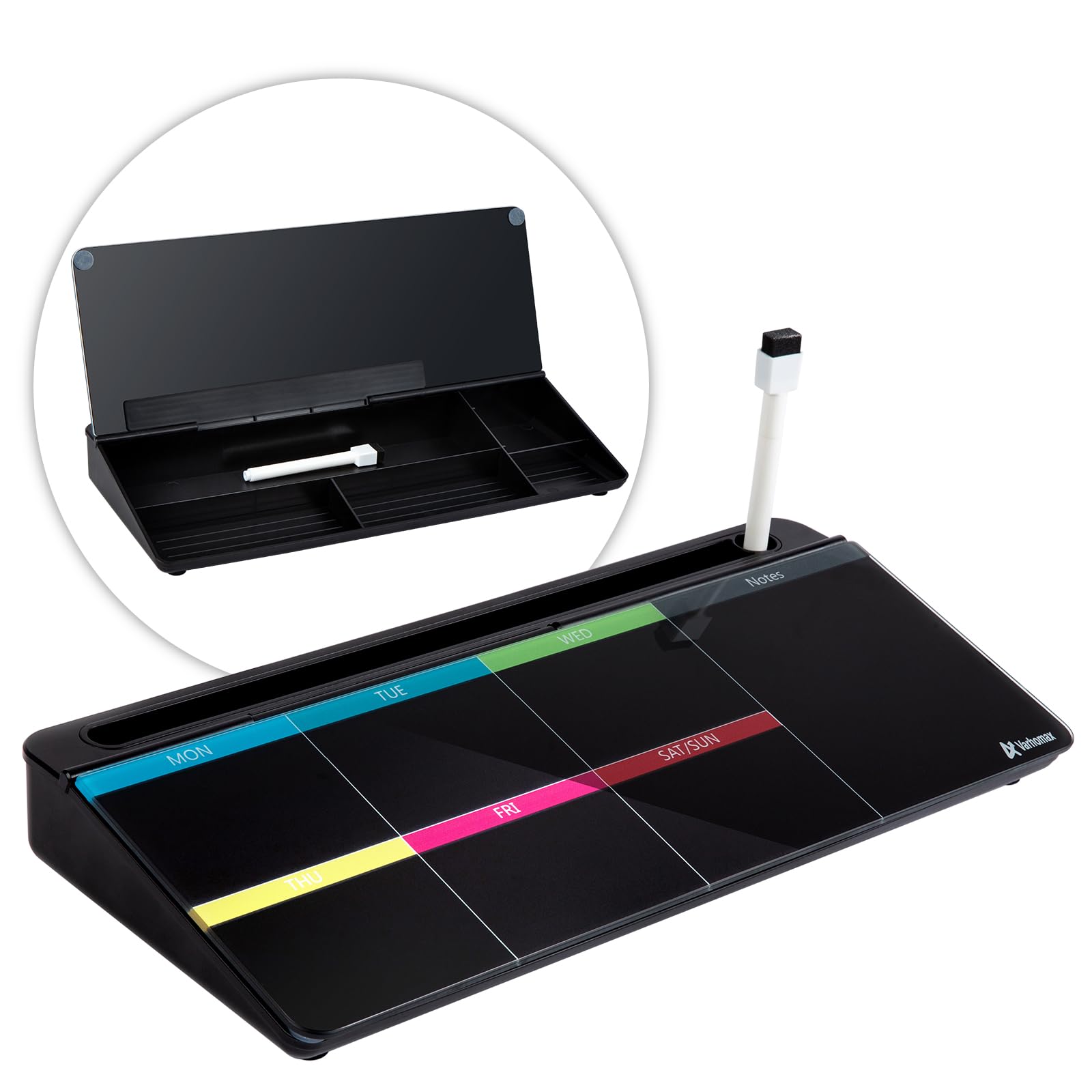 Snapklik.com : Varhomax Glass Weekly Dry Erase Desk White Board Black ...