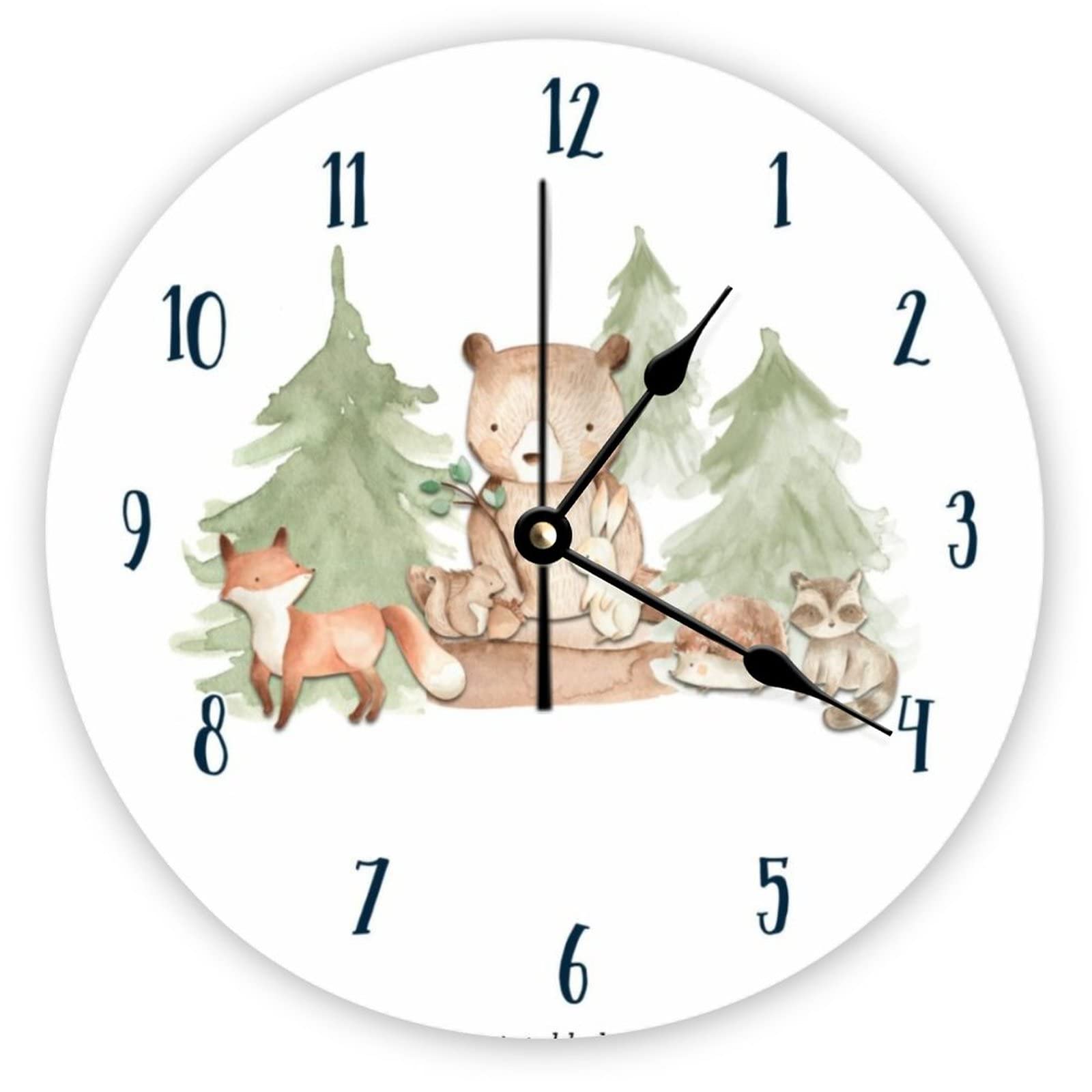 Amazon.com: Decorative Silent No Ticking Wall Clock Watercolor Woodland ...