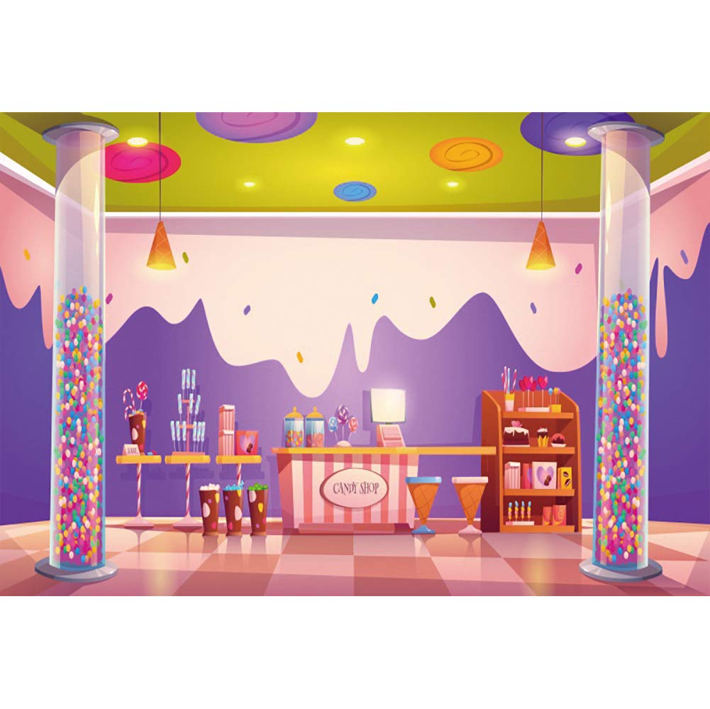 Amazon.com : Haoyiyi 8x6ft Ice Cream Shoppe Backdrop Candy Shop Sweet ...