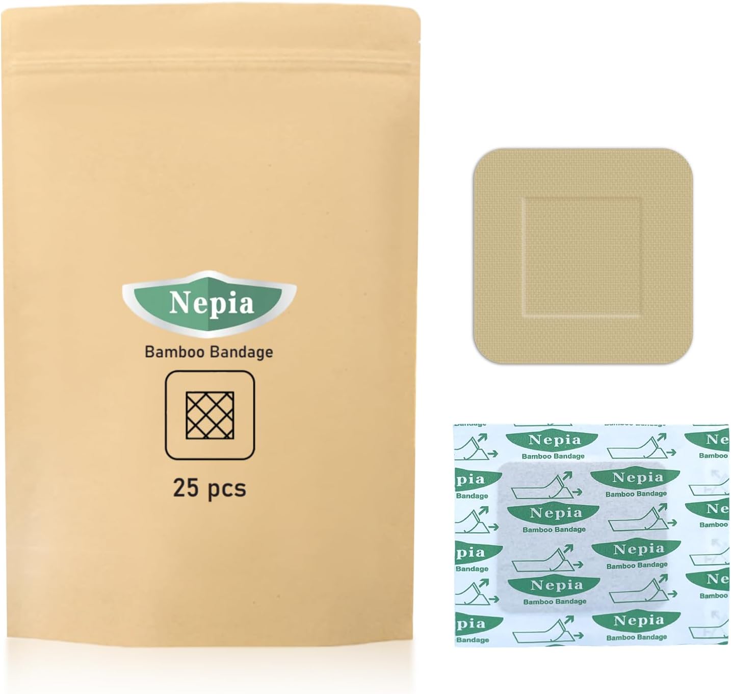 Amazon.com: Nepia Refill Pack Square Bandages for Sensitive Skin, 25 Count Eco Friendly & Latex ...
