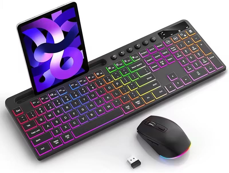 Amazon.com: RYEWARY K680 Wireless Gaming Keyboard and Mouse,LED Backlit ...