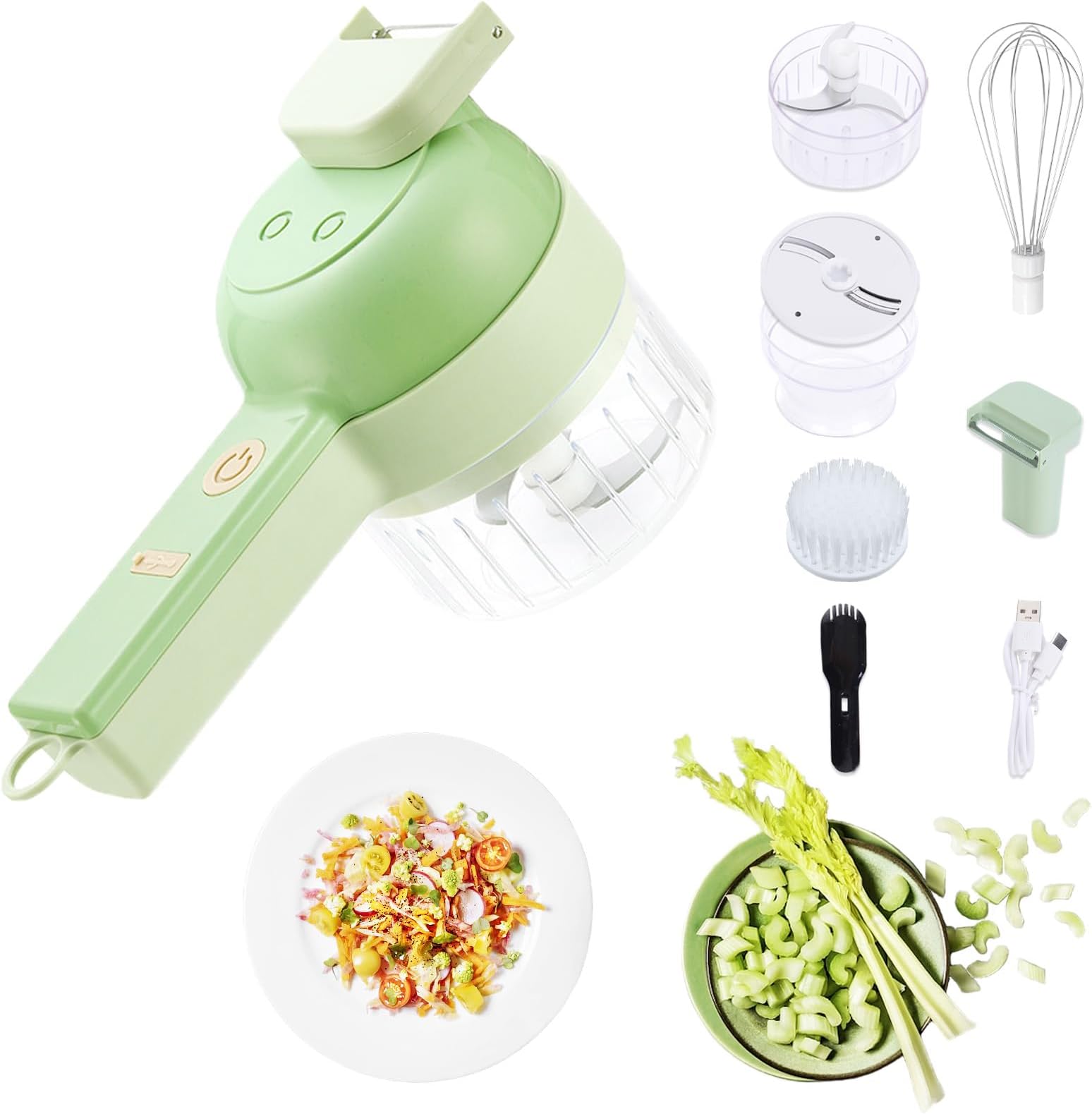 Amazon.com: 4 in 1 Electric Vegetable Cutter Set, Wireless Food ...