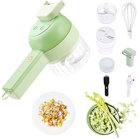 Amazon.com: 5 in 1 Auto Vegetable Chopper Set, Electric Garlic Cutter ...