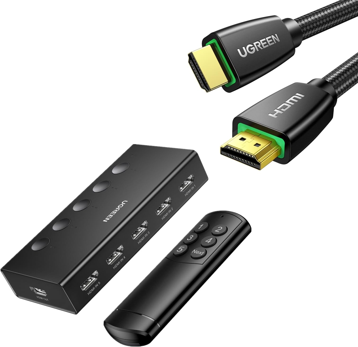 Amazon.com: UGREEN HDMI Switch 5 in 1 Out 4K@60Hz, HDMI Splitter with Remote 5 Port HDMI ...