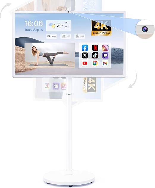 Amazon.com: 32-Inch Portable Smart TV on Wheels with Touch Screen ...