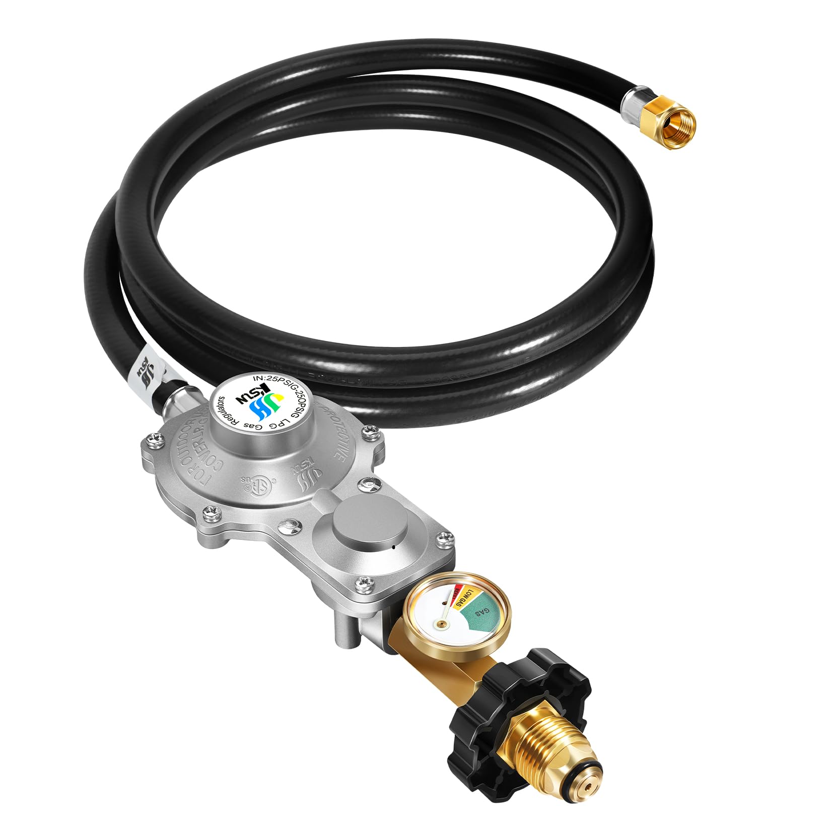 Amazon.com : GasSaf 5FT 2 Stage Propane Regulator with Hose and Gauge ...
