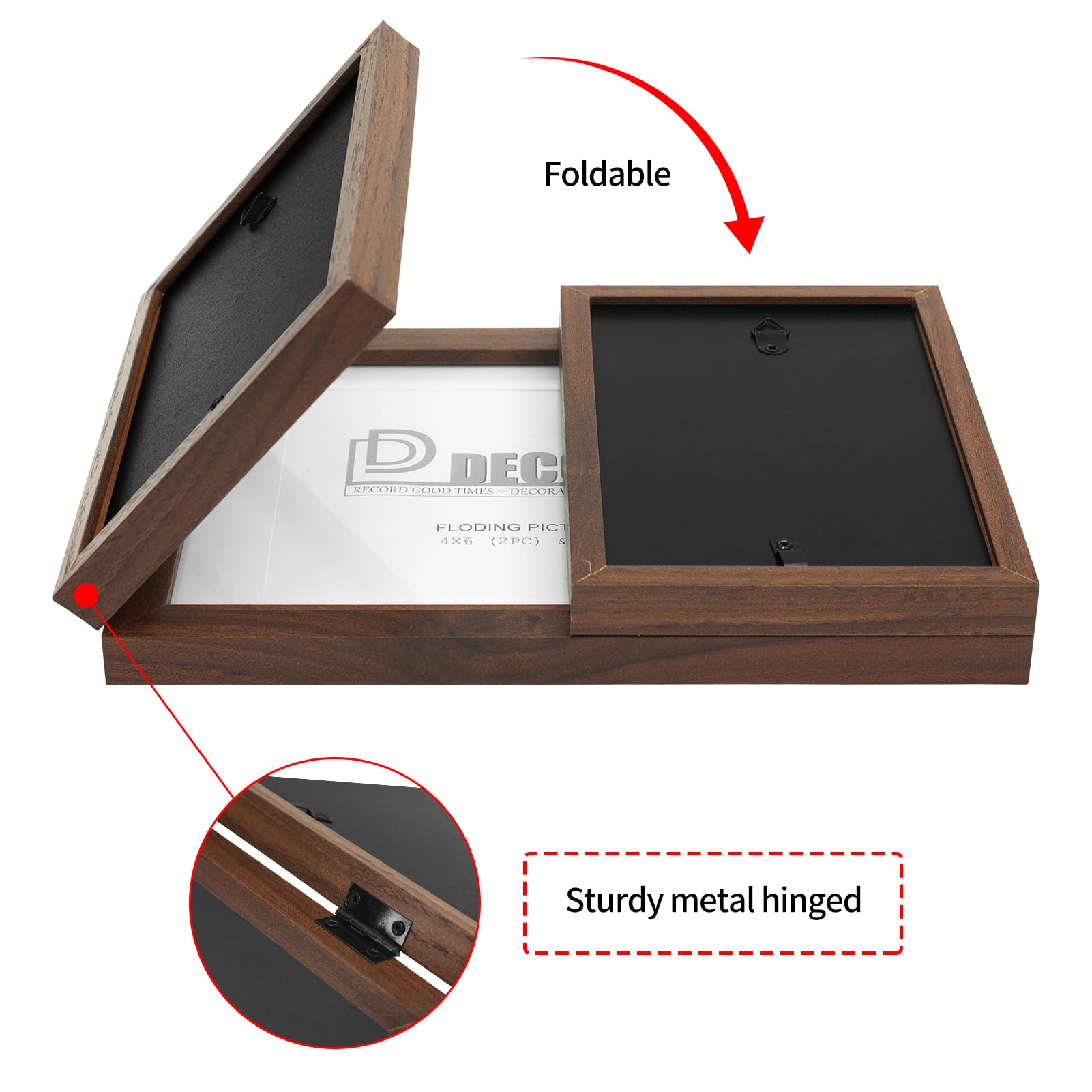 DECOCIAGA Hinged 3 Picture Frame 4x6 & 5x7 Folding Collage Photo Frames ...