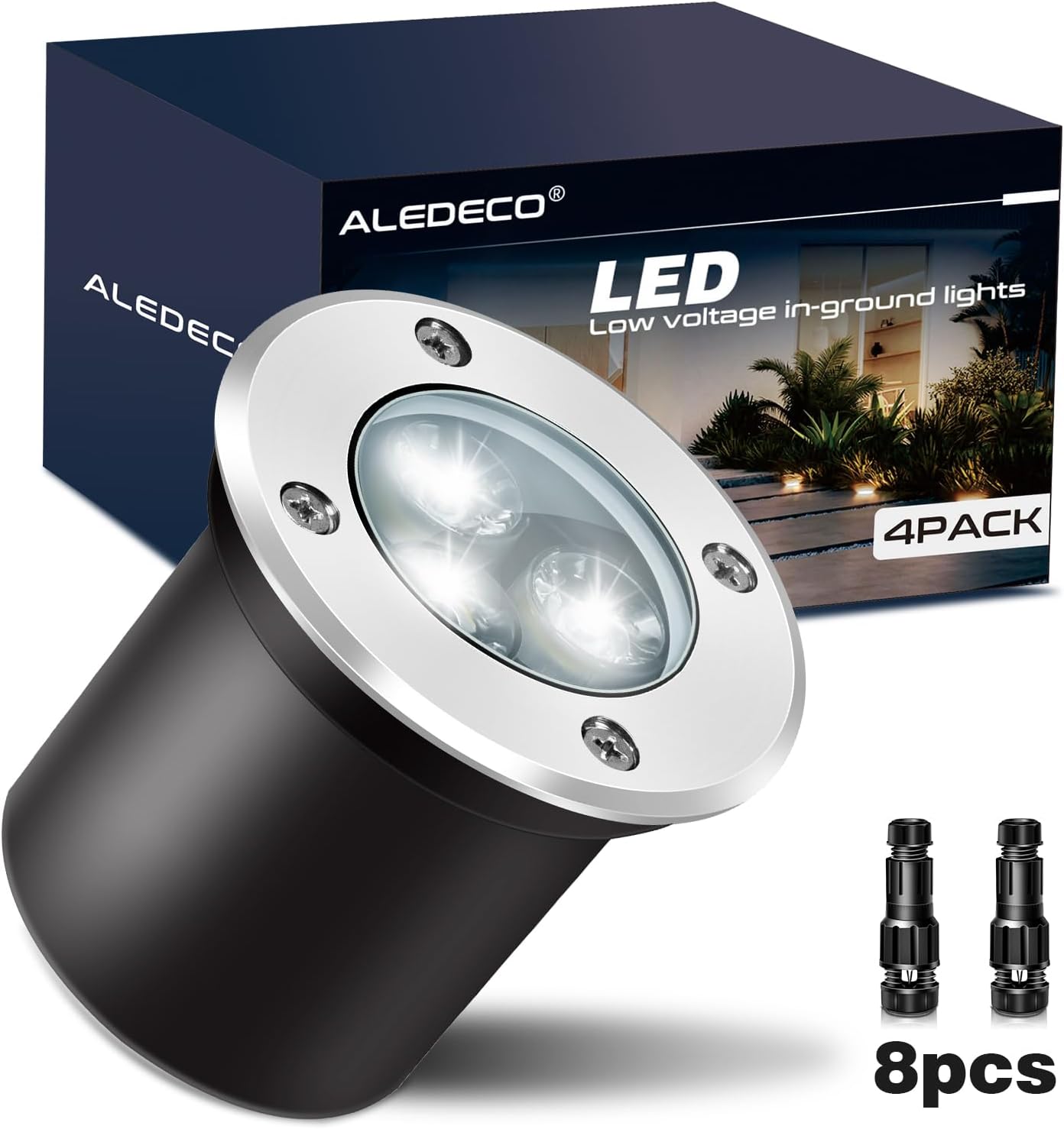 ALEDECO 4Pack 3W Low Voltage Landscape Lights with Connectors 12-24V ...