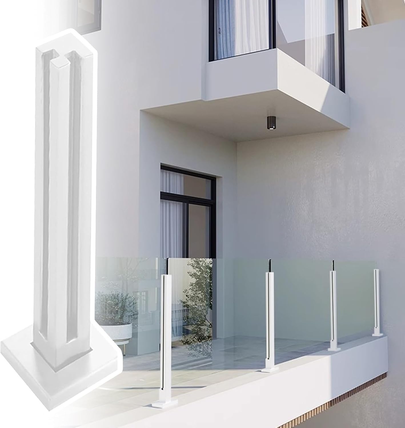Outside Modern Glass Railing Post with Screws, Balcony Fence Glass ...