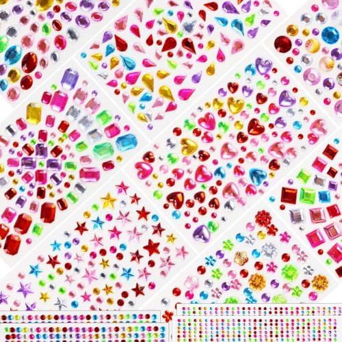 Amazon.com: Buylorco 1200+pcs Self Adhesive Gem Stickers Gemstone ...