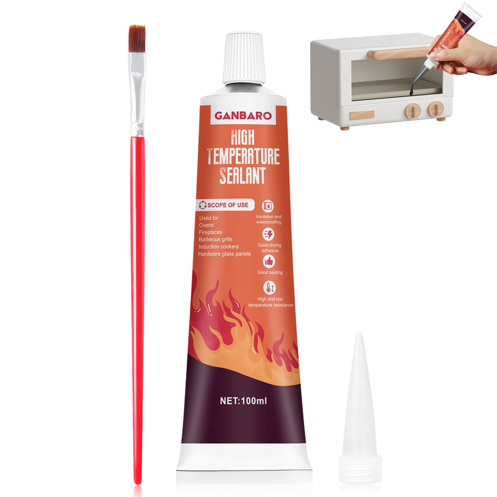 Snapklik.com : Ganbaro 482F High Temp Silicone Sealant, High ...
