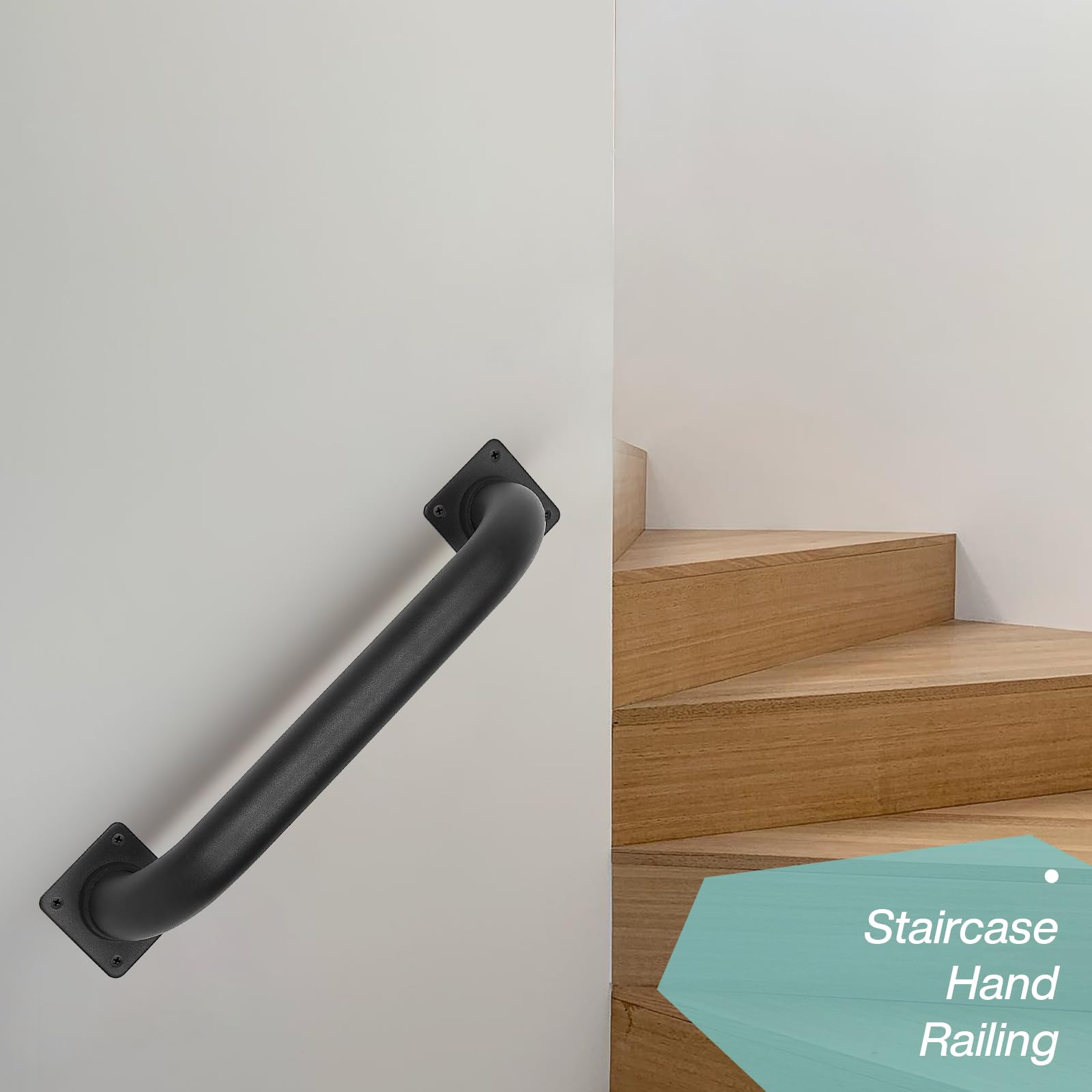 Snapklik.com : Purife 2 Pack 12 Inch Square Matte Black Stairs Hand ...