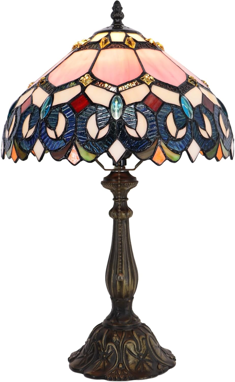 LXHCYOU Tiffany Lamp Pink Stained Glass Table Lamp Bedside Reading ...
