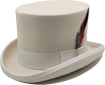 Willheoy Wool Top Hat for Men Satin Lined Topper Hat Black Mens Tall ...