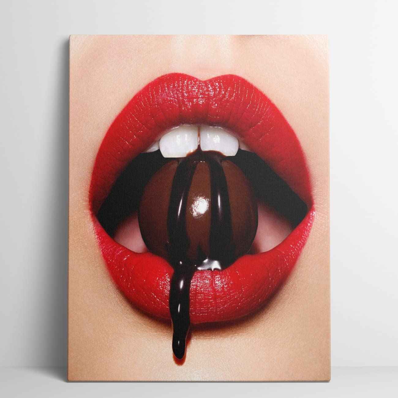 Buy FaiCai Red Lips With Chocolate Ball Wall Art Sweet Lips Wall Decor ...