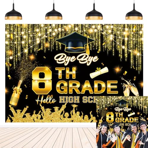 Amazon.com : Bye Bye 8TH Grade Hello High School Backdrop 8TH Grade ...
