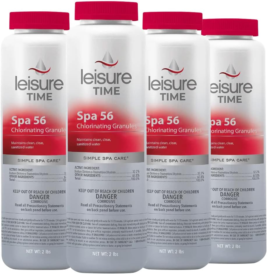 Amazon.com : LEISURE TIME 22337A Spa 56 Chlorinating Granules for Hot Tubs, 2 lbs, gray ...