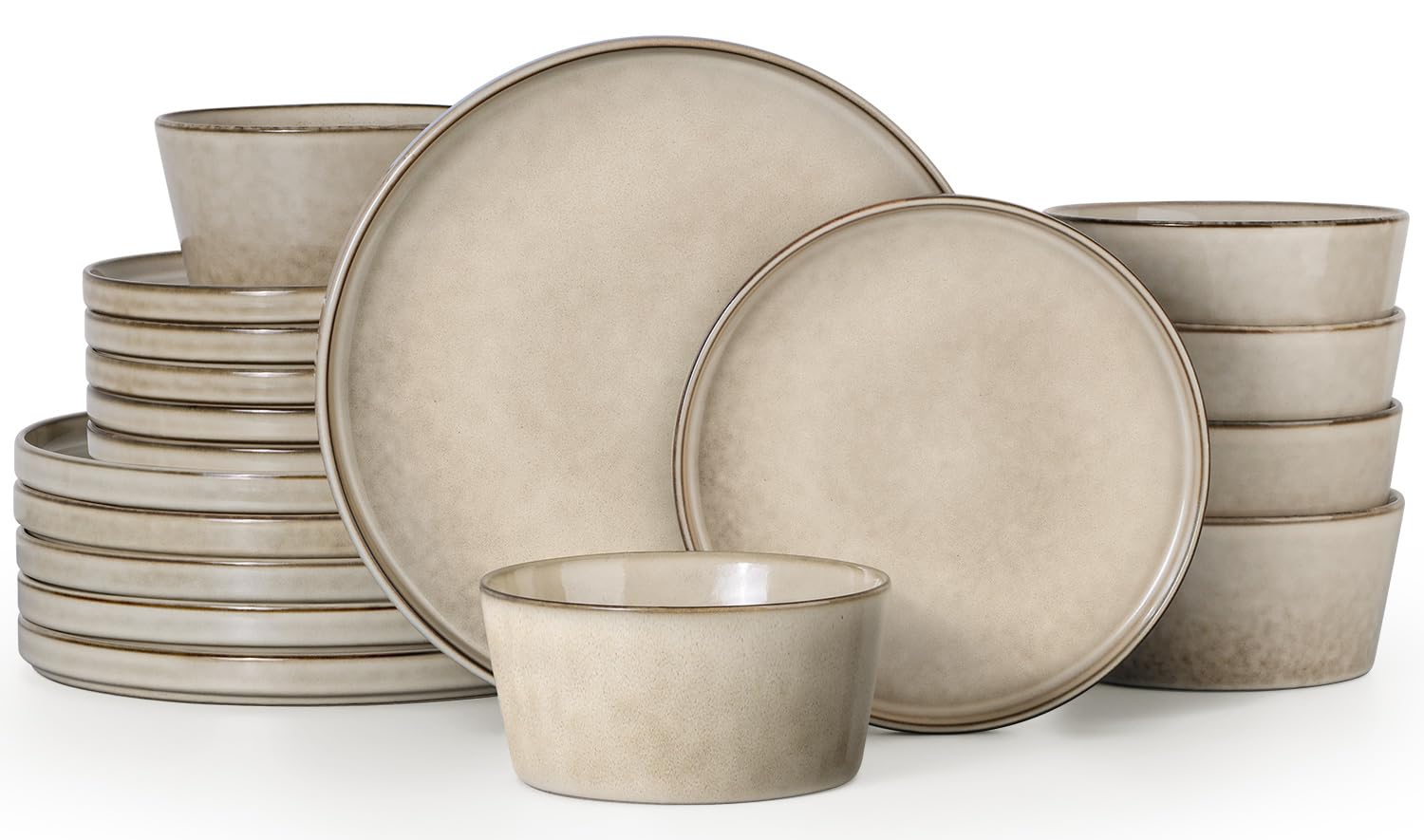 Herogo 18 Pieces Dinnerware Set Service for 6, Dinner Plates and Bowls ...