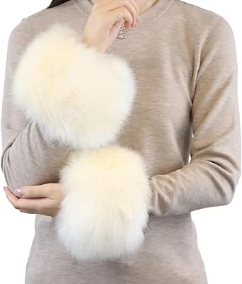 Peecabe Winter Women Fuzzy Arm Warmers Girls Faux Fur Short Wrist Cuffs ...