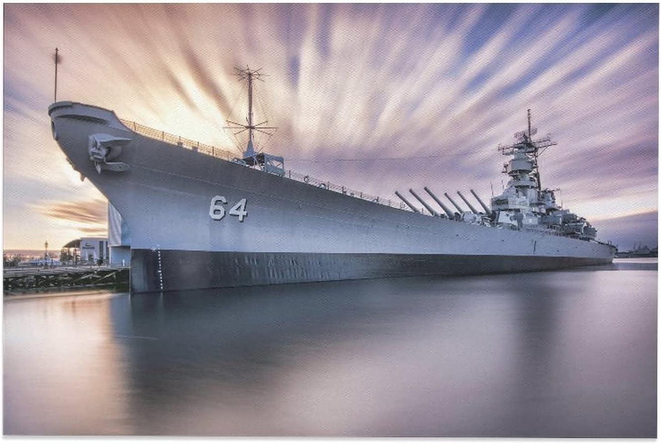 Amazon.com: USS Wisconsin Warship Poster Canvas Poster Bedroom Decor ...
