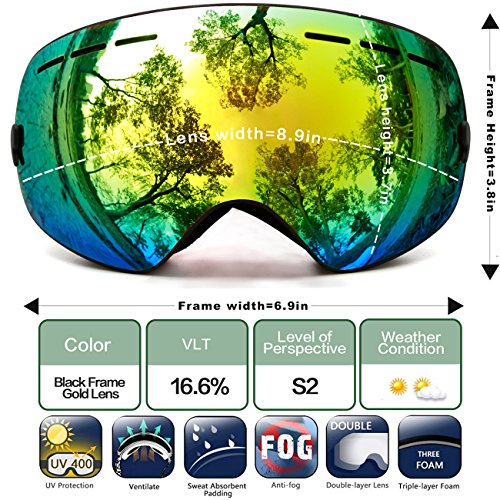 EXP VISION Snowboard Ski Goggles for Men, Women and Youth Snow Goggles ...